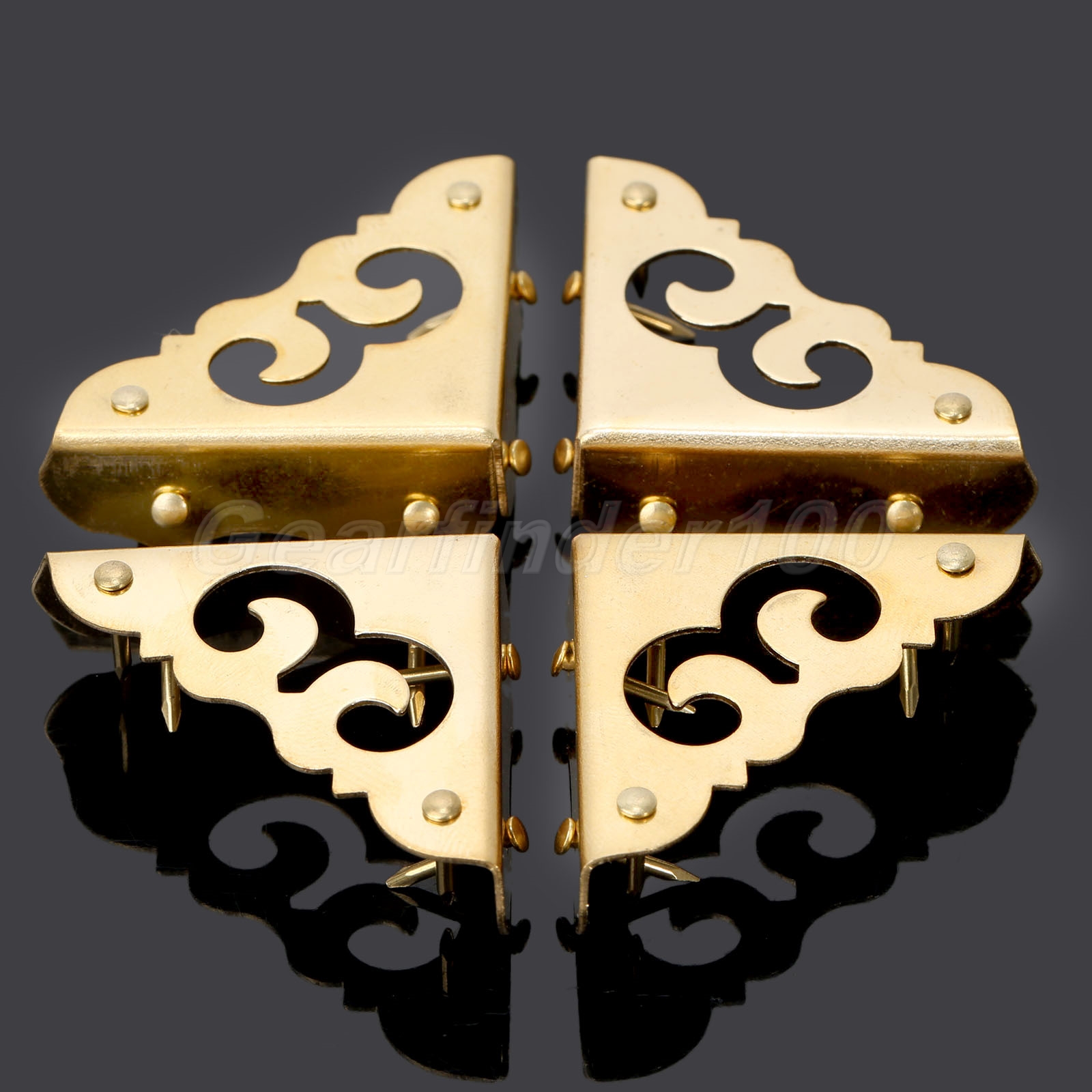 4X Brass Corners Protector Cabinet Trunk Wood Jewelry Box Chest ...