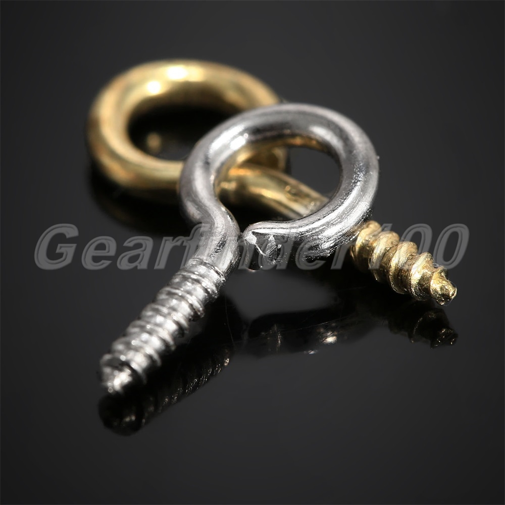 200X Metal Eye Pins Eyepins Eyelets Hooks Screw Threaded Peg DIY Craft ...